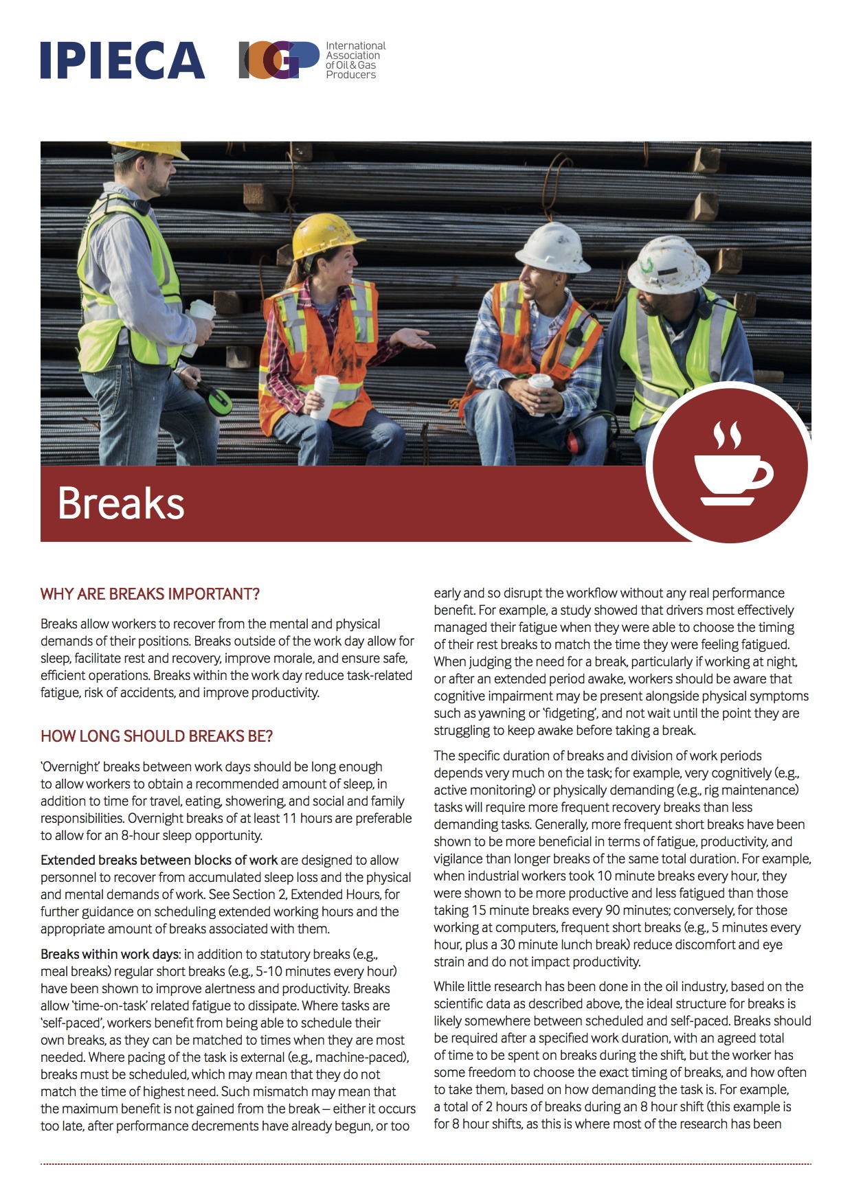NRSPP Australia - Fatigue Sheet: Breaks NRSPP Australia - Fatigue Sheet: Breaks
